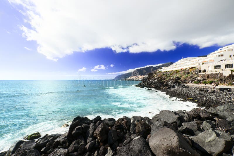 Surfers at Beach at Tenerife Island Spain Far View Stock Photo - Image ...