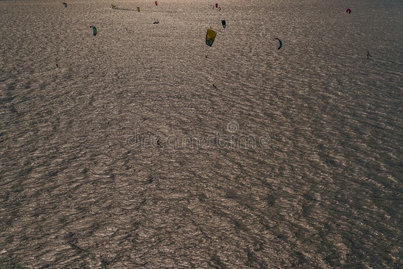 Surfers Floating on the Lake Stock Image - Image of wind, surface ...