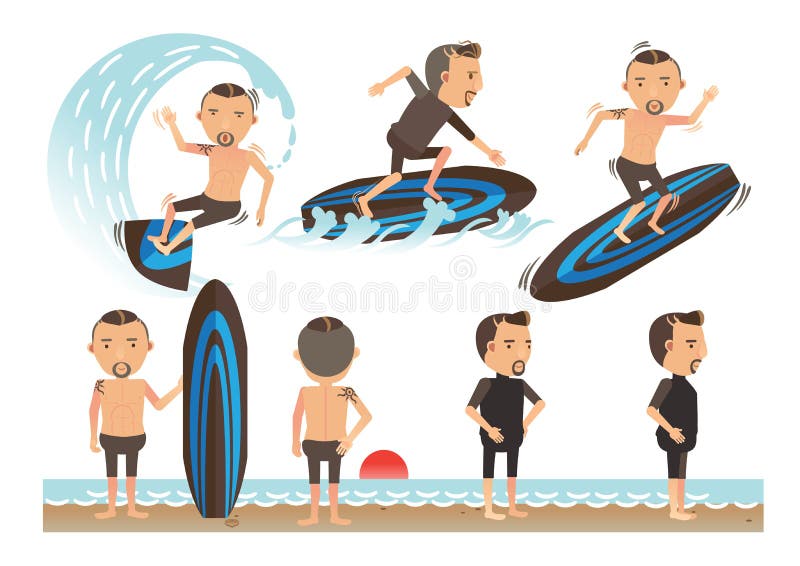 Surfers stock vector. Illustration of active, pacific - 76029689