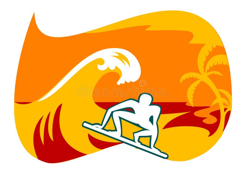 Surfing in Bali stock illustration. Illustration of professional - 14707073