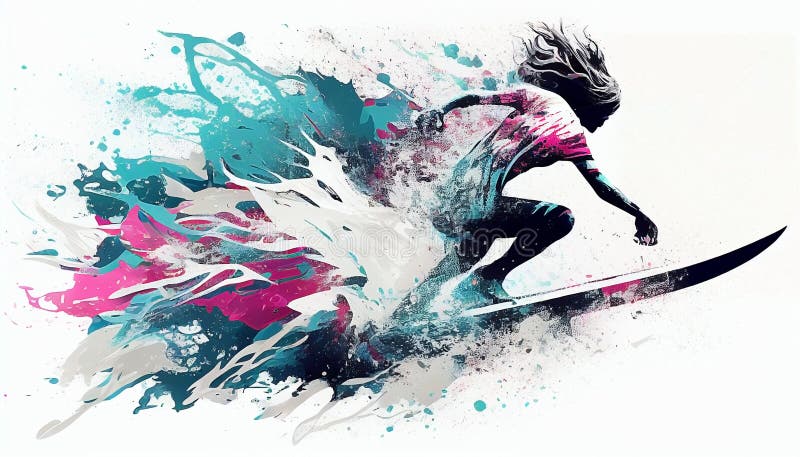 Surfing on the Beach Illustrations Stock Illustration - Illustration of ...