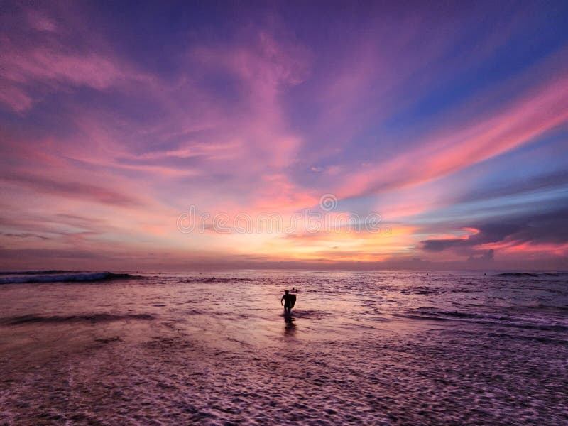 Surfing Beach Paradise Sunset Ntural Stock Photo - Image of surfing ...