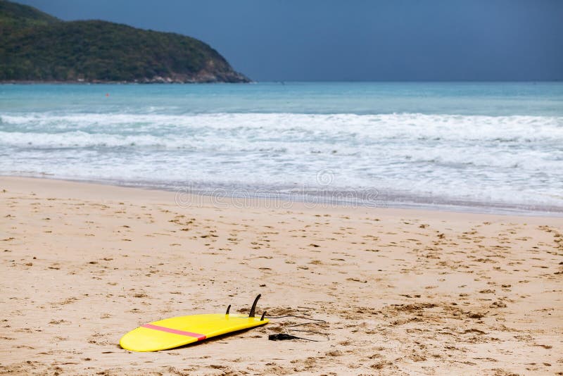 Surfing board on the beach stock image. Image of tourism - 52545713