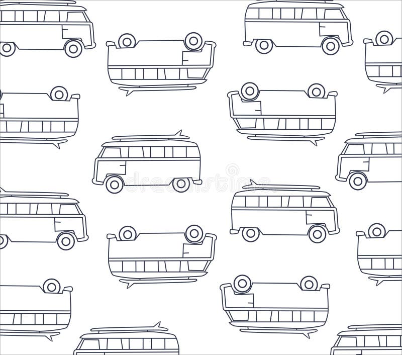 Surfing Bus All Over Pattern Print Vector Stock Vector - Illustration ...