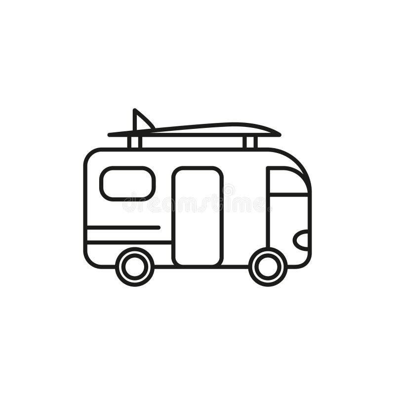 Surfing Bus Icon Flat Line Symbol Set Stock Illustration - Illustration ...