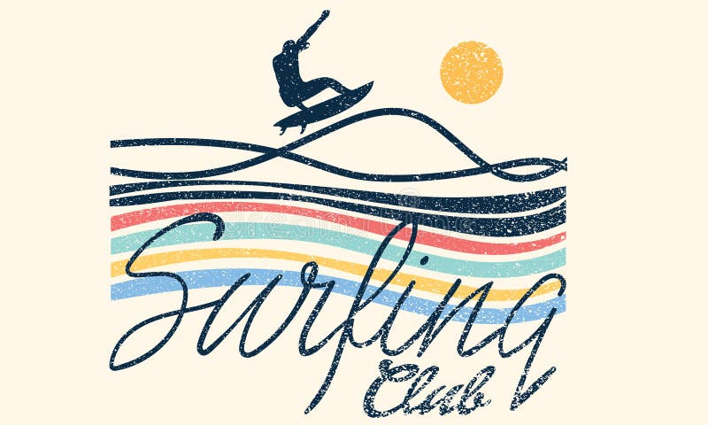Surfing Club Artwork. Multi Color Wave Artwork. Stock Vector ...
