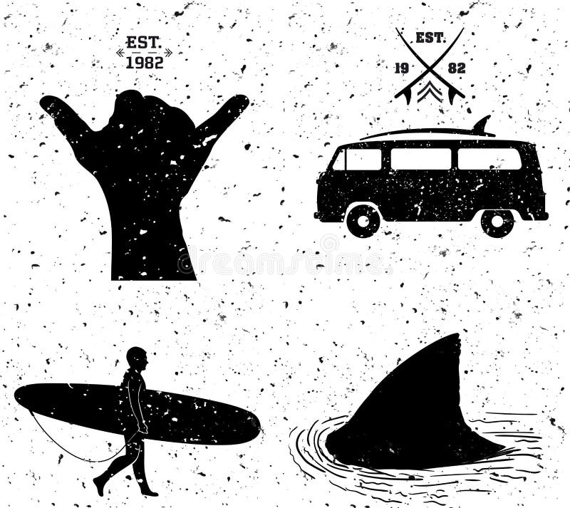 Surfing Designs, Grunge Style. Stock Illustration - Illustration of ...