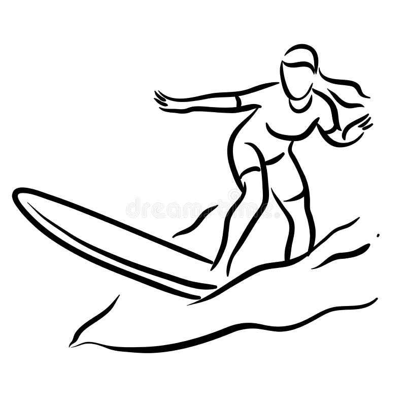 Surfing woman stock vector. Illustration of board, surfboard - 227889567
