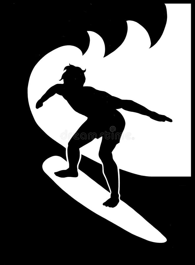 Surfing Dude stock illustration. Illustration of silhouette - 127593