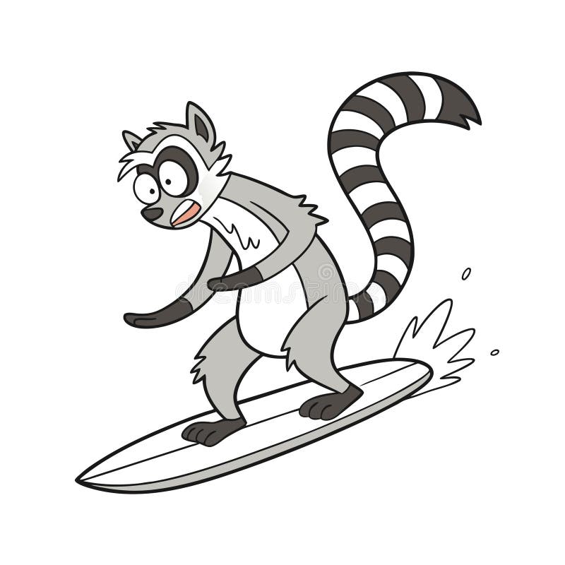 Surfing with Feeble Lemur stock image. Illustration of design - 358469641