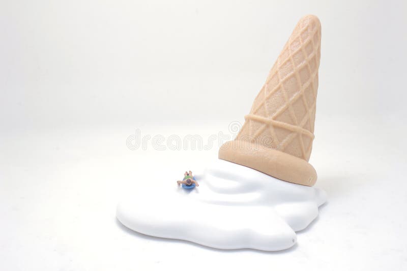 Surfing on Ice Cream Creative Summer Pool Vacation Concept Stock Photo ...