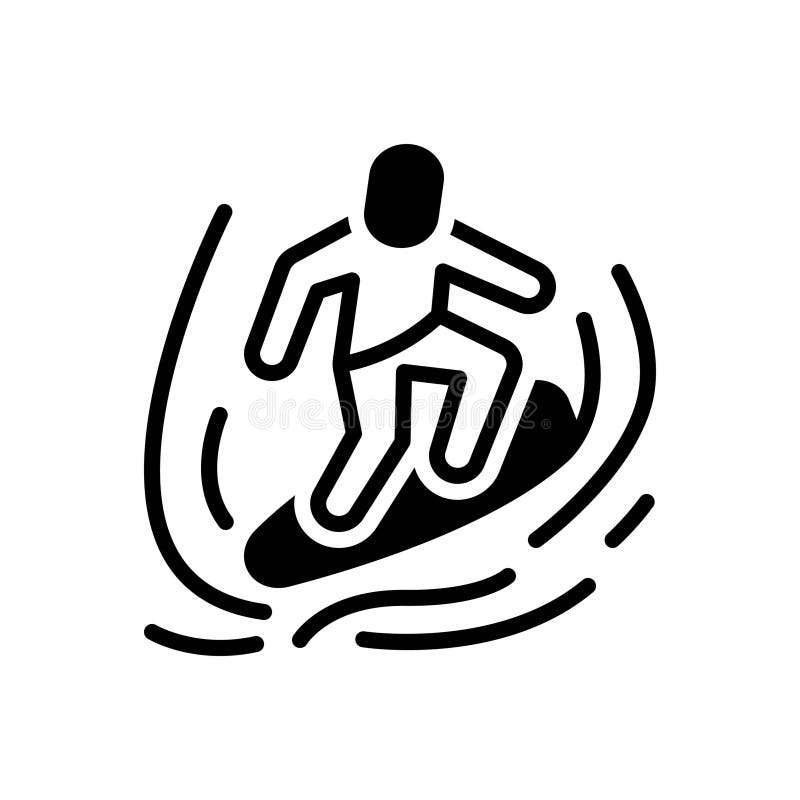 Black Solid Icon for Surfing, Wakeboard and Sport Stock Vector ...