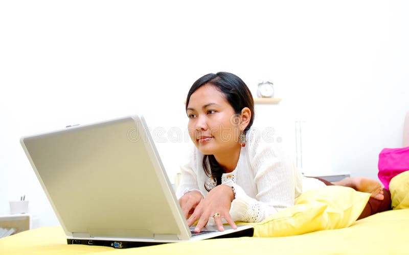 Surfing the Internet with Feet Up Stock Photo - Image of comfortable ...