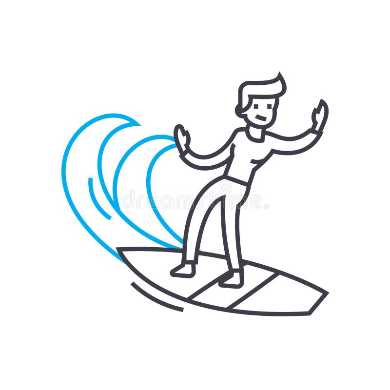 Surfing Linear Icon Concept Surfing Line Vector Sign Symbol