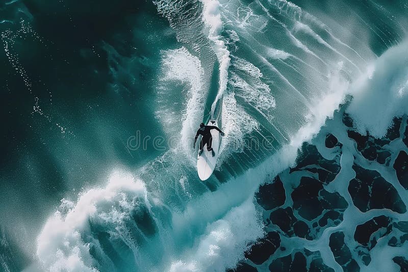 Surfing, Man on a Wave. View from Above Stock Illustration ...