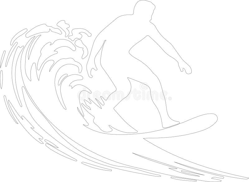 Surfing Outline Silhouette Generative Ai Stock Vector - Illustration of ...