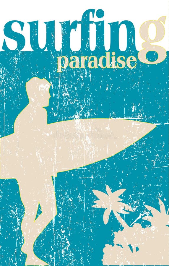 Surfing poster stock illustration. Illustration of summer - 10486905