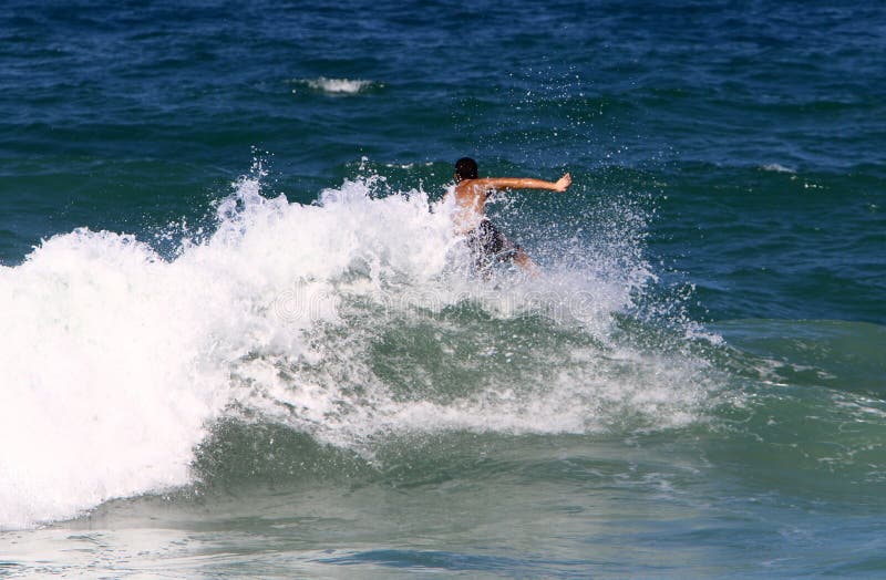 Surfing - Riding a Wave on Light Boards. Editorial Stock Photo - Image ...