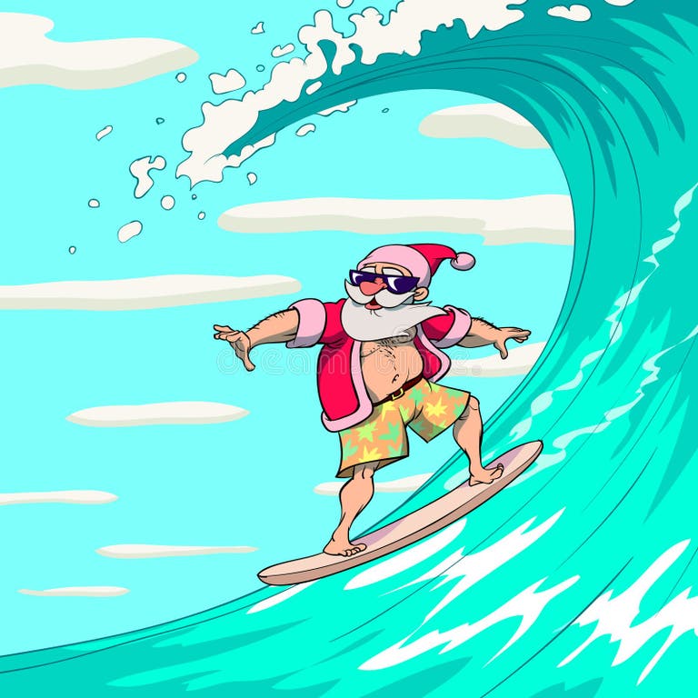 Surfing Santa Claus Stock Illustrations – 559 Surfing Santa Claus Stock ...