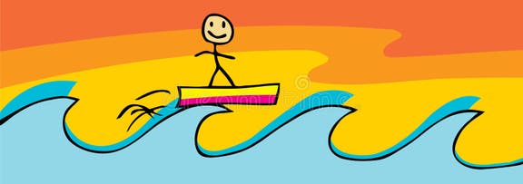 Surfing Stick Figure stock vector. Illustration of surfer - 22220058