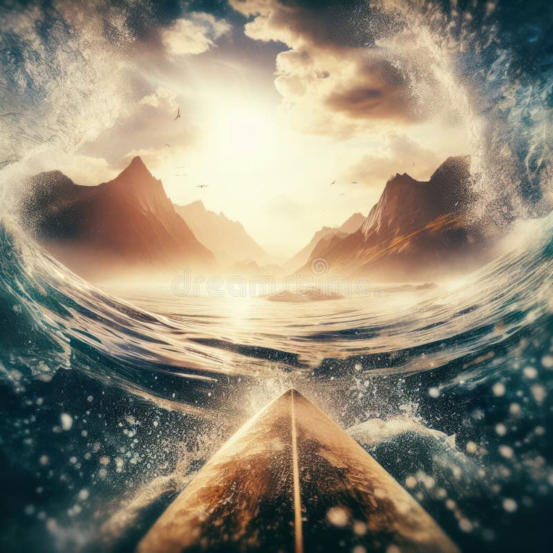 Surfing the Stunning Tube or Barrell Wave in the Ocean Stock ...