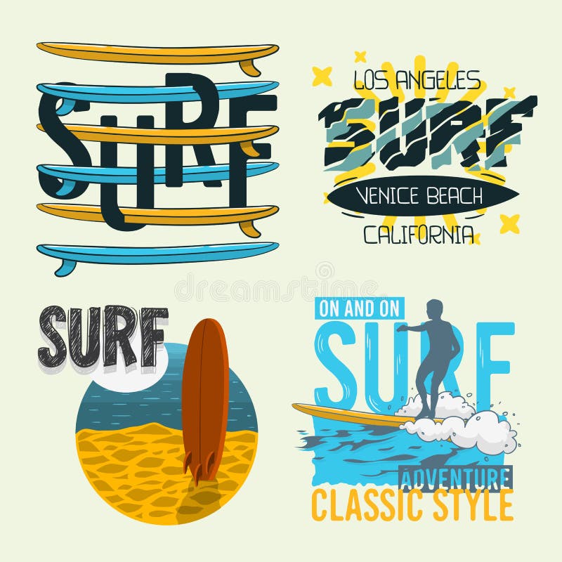 Surfing Style Surf Summer Time Beach Life Hand Lettering Vector ...