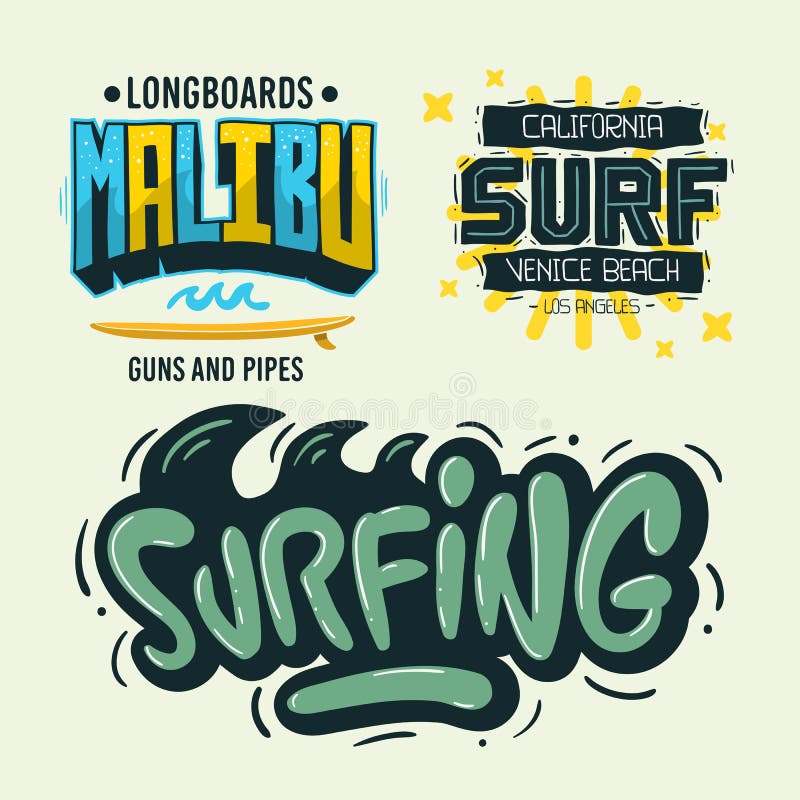 Surfing Style Surf Summer Time Beach Life Hand Lettering Vector ...