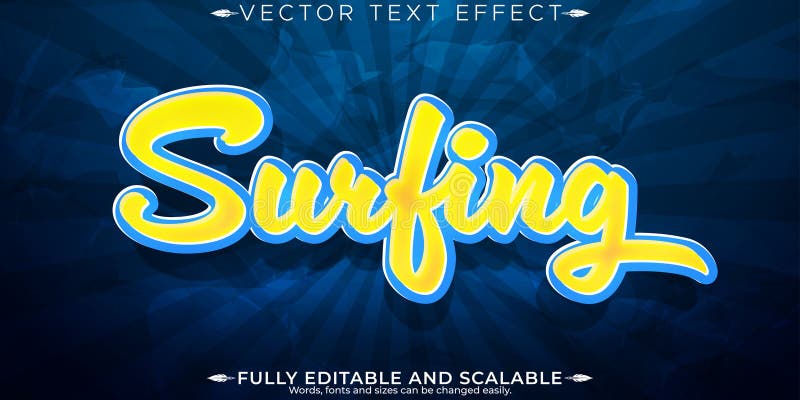 Surfing Text Effect, Editable Beach and Summer Text Style Stock Vector ...