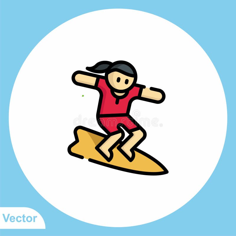 Surfing Vector Icon Sign Symbol Stock Illustration - Illustration of ...