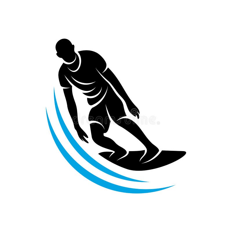 Surfing with Water Wave Logo Vector Template, Illustration Symbol ...