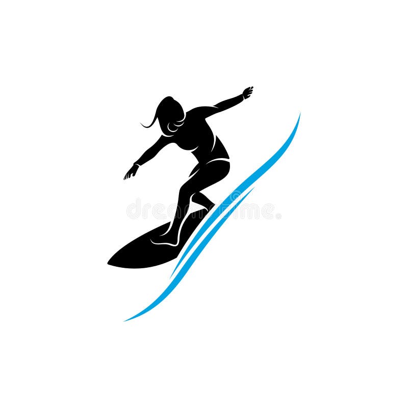 Surfing with Water Wave Logo Vector Template, Illustration Symbol ...