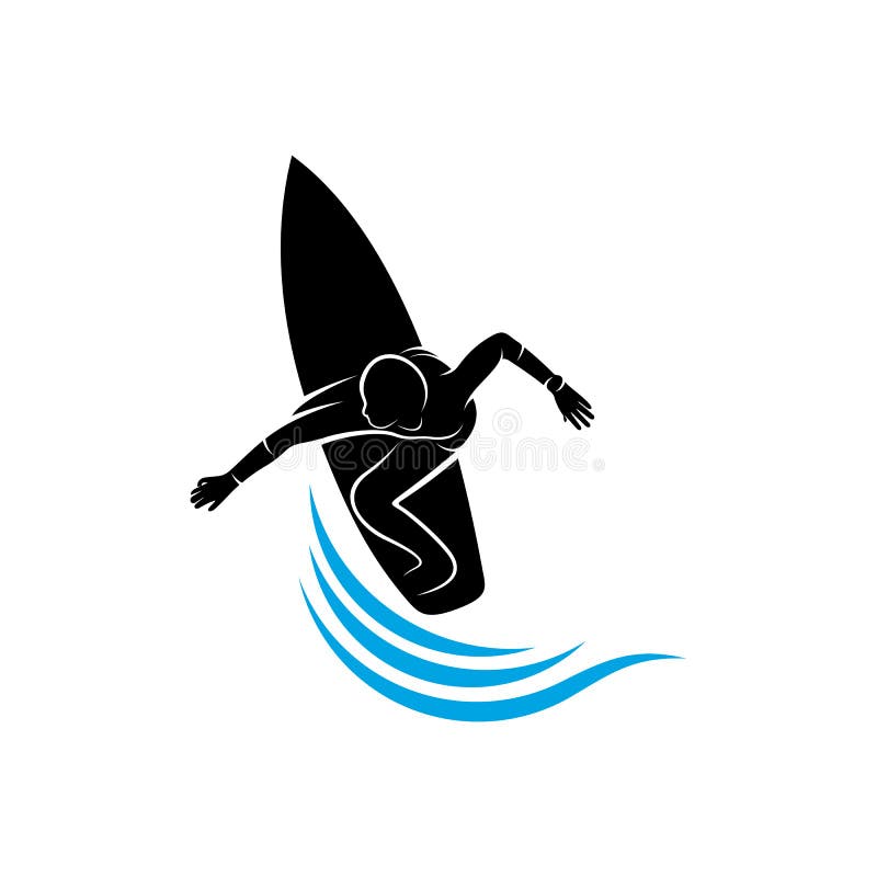 Surfing with Water Wave Logo Vector Template, Illustration Symbol ...