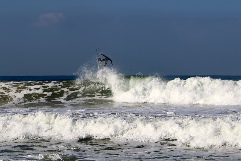 Surfing - Wave Riding in the Mediterranean Stock Image - Image of ...