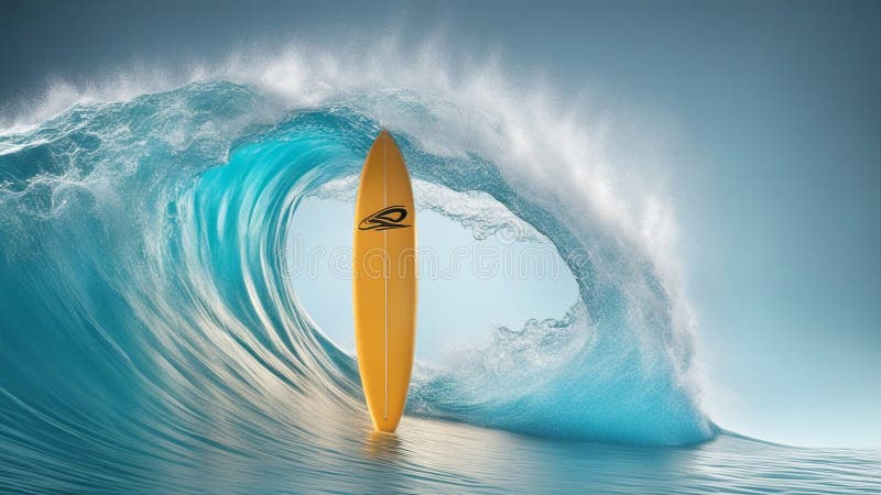 Surfing on the Wave a Surfboard in the Middle of a Wave Stock ...