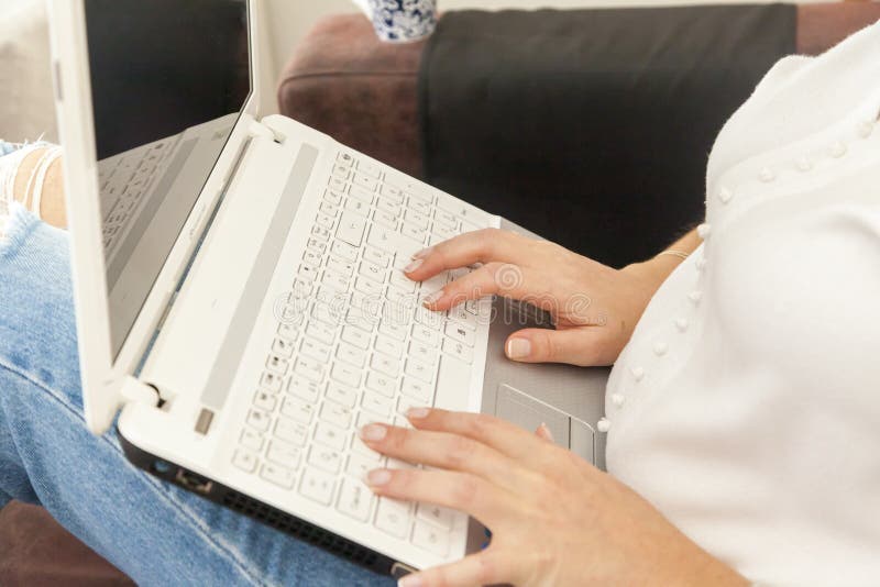 Surfing web at home stock photo. Image of laptop, technology - 79810592