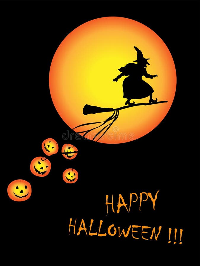 Witch surfing on a broom stock illustration. Illustration of halloween ...