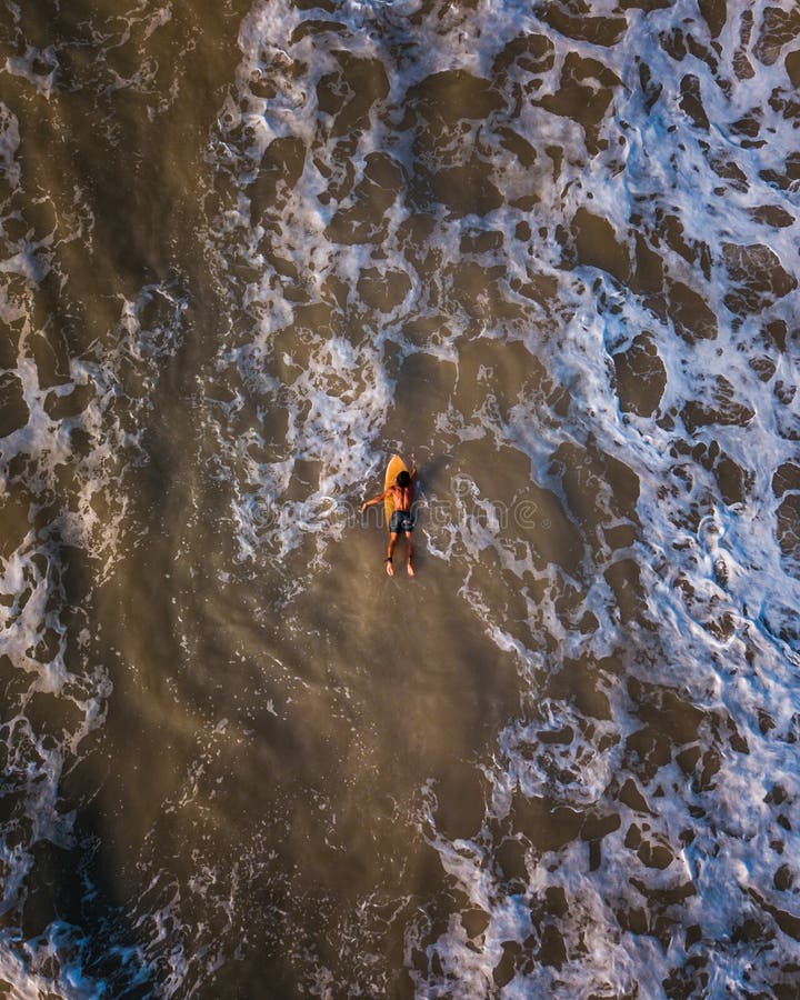 Surfer Enjoying the Fresh Beach Stock Image - Image of view, aerial ...
