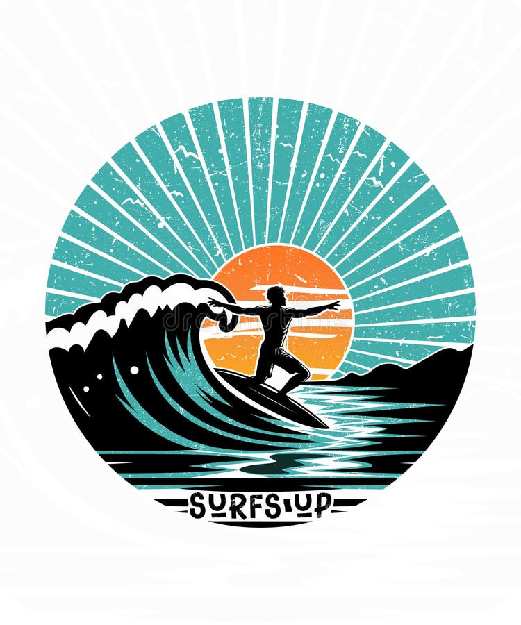 Surfs Up Summer Beach T Shirt Design Illustration Stock Vector ...