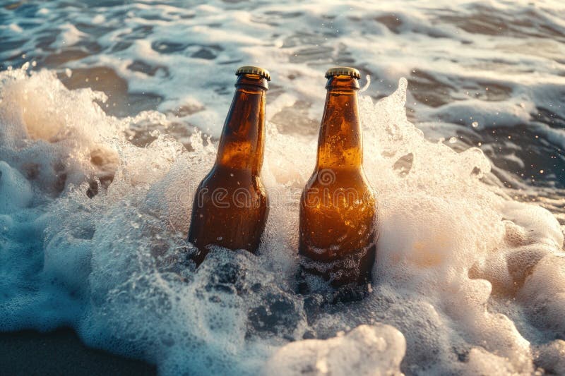 Surfside Beer Bottles stock photo. Image of waves, party - 376625828