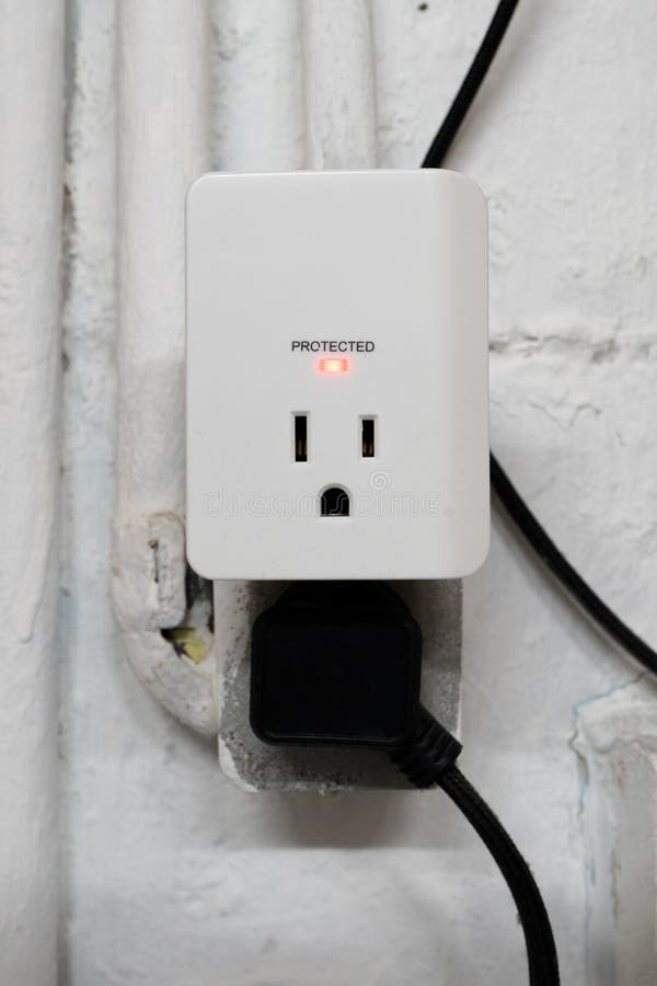 Surge Protector Power Outlet Glows Red and Indicates that it is ...