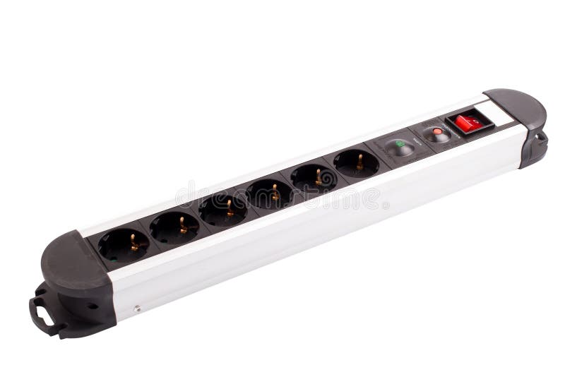 The surge protector on stock image. Image of cable, black - 72061127