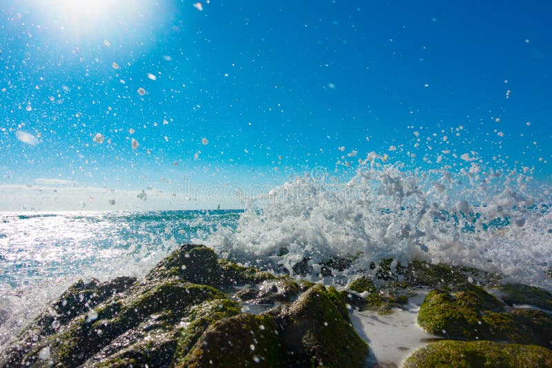 A Surge of Surf Waves on a Rocky Shore Stock Image - Image of nature ...