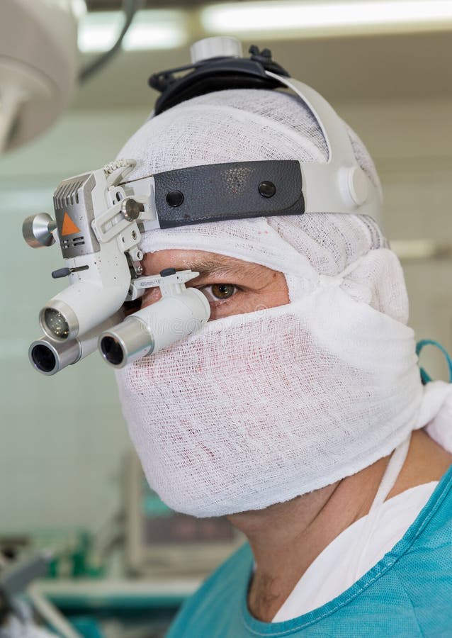 Surgeon with Binocular Headband Stock Image - Image of surgery, clinic ...