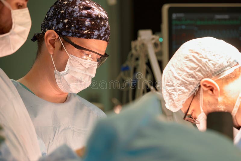 Surgeon Face in Operating Room, Stressful Operation, Surgeon Performs ...