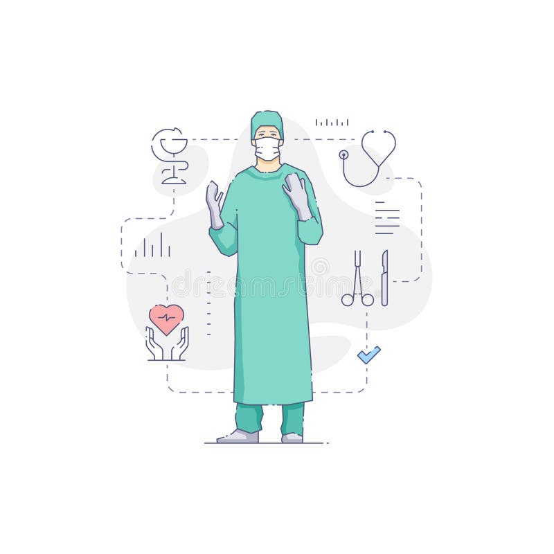 Surgeon in gloves stock illustration. Illustration of icons - 98559318