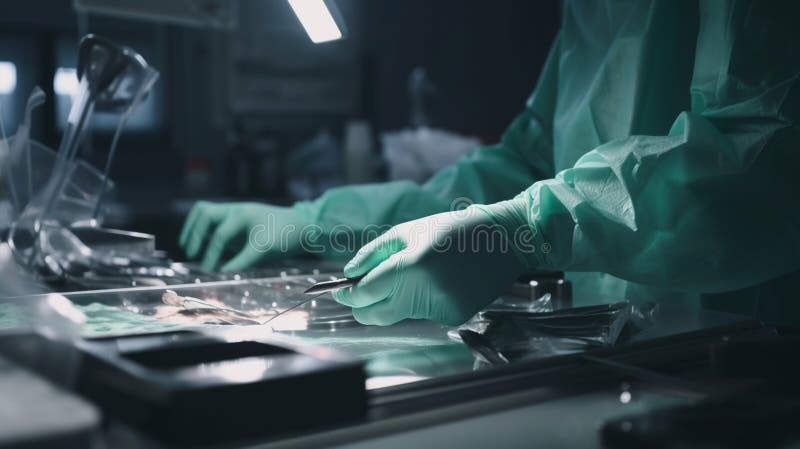 Surgeon Hand Medical Gloves Working in Operating Room. Generative Ai ...