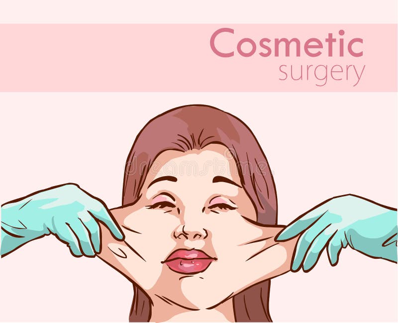 Surgeon Hands with Woman Plastic Surgery Process Vector Illustration ...