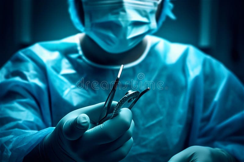 Surgeon Holds a Scalpel in an Operating Room. Surgical Operations Stock ...