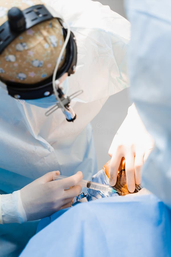 Surgeon is Making Anesthesia Injection for Blepharoplasty Plastic ...