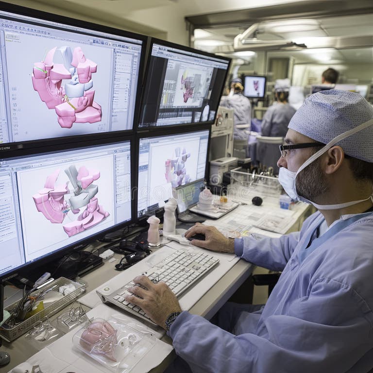 Surgeon Operates Complex Software for 3D Medical Visualization in a ...
